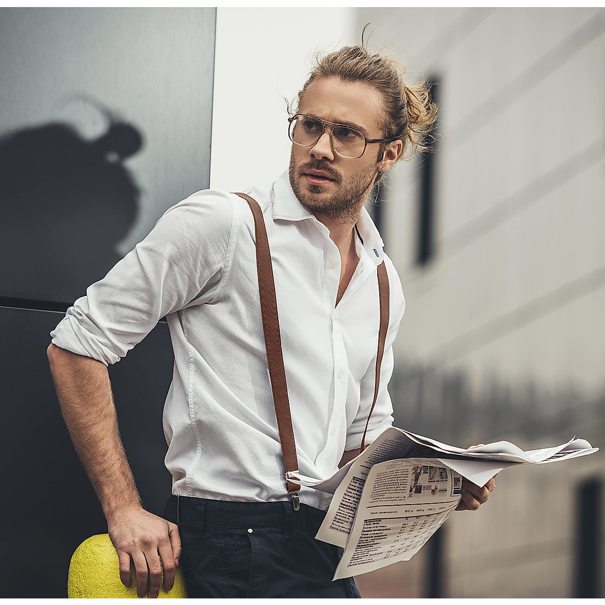 trilece Brown Suspenders for Men - Adjustable Y Shape Womens Boys Suspenders with Heavy Duty Clips (Brown, 1)