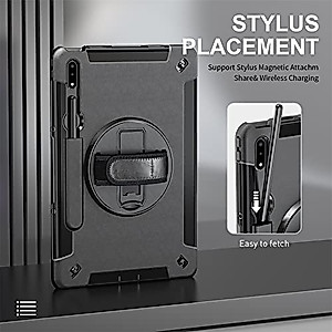 Case for Lenovo Tab P12 Pro 12.6-Inch (TB-Q706F /TB-Q706Z), 3 Layer Hybrid Shockproof Rugged Protective Case with 360° Rotating Stand - Hand Strap - Shoulder Strap,Black