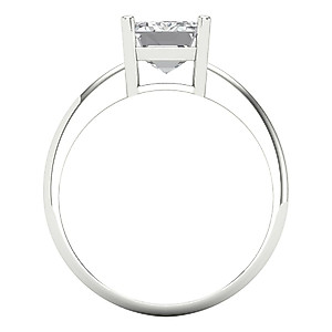 Clara Pucci 2.45ct Radiant Cut Solitaire Stunning Genuine Lab Created White Sapphire 4-Prong Classic Statement Ring 14k White Gold Size 6