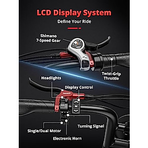 AMYET S8 Electric Bike for Adults, Peak 3000W Dual Motor AWD 48V 25Ah Ebike 35MPH Electric Bicycles 7-Speed with Full Suspension Fork Hydraulic Disc Brake Max Range 75 Miles Electric Bike (Green)