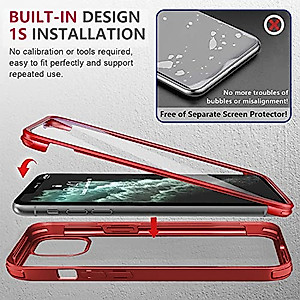 UBUNU iPhone 11 Case with Screen Protector [Built-in 9H Hard Tempered Glass], for Magsafe Clear Dual Layer 360 Full Body Protection for Men Women iPhone 11 Protective Phone Case Cover 6.1 inch, Red