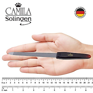 Camila Solingen CS19 8" Large Professional Sapphire Metal Nail File Pointed for Fingernail and Toenail Care. Double Sided Coarse Fine for Manicure / Pedicure. Made of Stainless Steel, Solingen Germany
