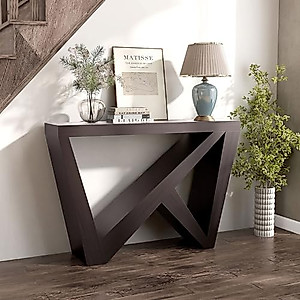HOMES: Inside + Out Naomi Modern Decorative Accent Console with W-Shaped Legs, Narrow Desk, Wood Entryway Console Table for Living Room, Hallway, Entrance, Small Spaces, Cappuccino