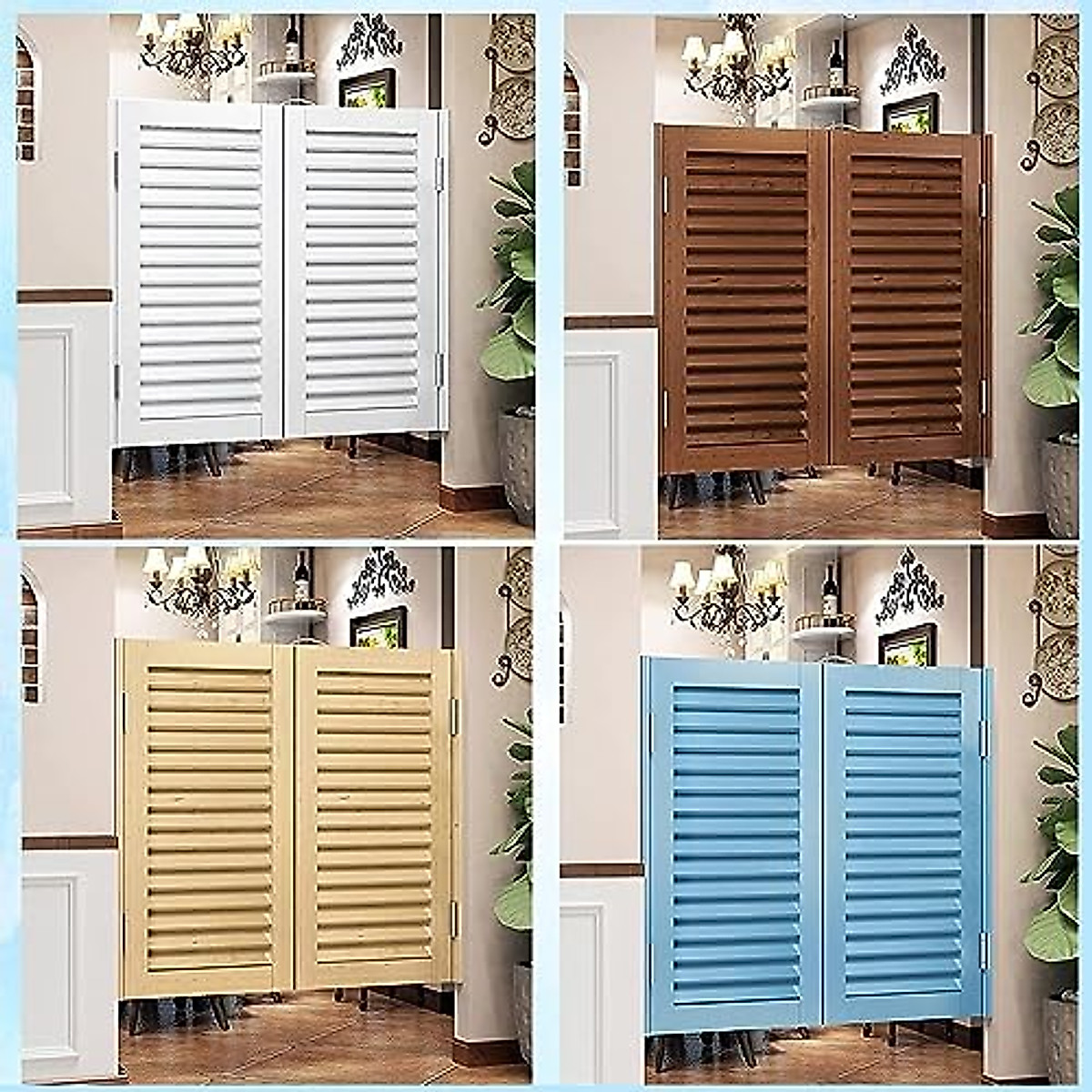 ZSPINJIA 24 28 32 36 40 43 48 52 56 60 Inch Premade Interior Swinging Doors Unpainted, Entry Fence Half Wide Half Waist Doors with Double Action Door Hinges Hardware (Size : W80xH80cm(3 1x31in))