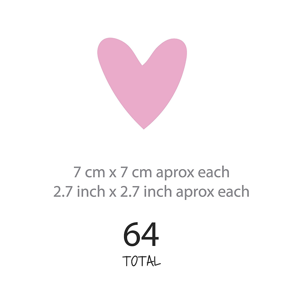 The Boho Design Hearts Wall Decals Peel and Stick for Kids, Baby Bedroom Nursery and Living Room. Love Vinyl Wall Stickers Decor (Pink)