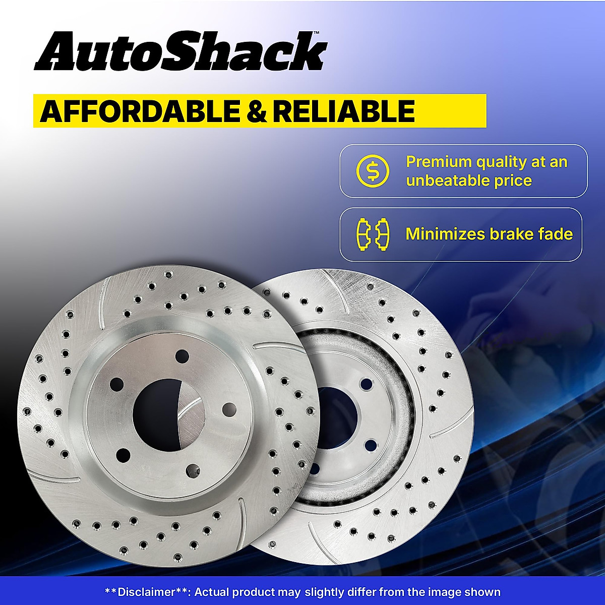 AutoShack Front Drilled Slotted Brake Rotors Silver Pair of 2 Driver and Passenger Side Replacement for 2007-2012 Nissan Sentra Versa 2009-2014 Cube 1.8L 2.0L FWD PR41465DSZPR