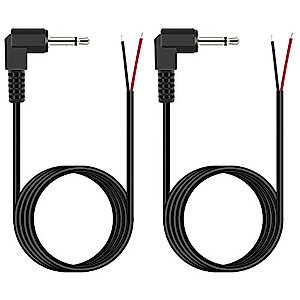 Fancasee (2 Pack 6 ft) Replacement 3.5mm 90 Degree Right Angle Male Plug to Bare Wire Open End TS 2 Pole Mono 1/8" 3.5mm Plug Jack Connector Audio Cable Repair