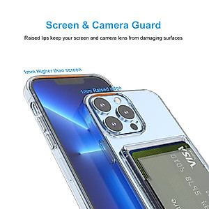 Wuwedo 【Upgrade】 for iPhone 13 Pro Max Clear Wallet Case, Anti-Yellowing Slim Fit Thin TPU Bumper + PC Back Case with 2 Cards Holder