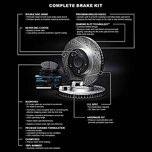 R1 Concepts Front Brakes and Rotors Kit |Front Brake Pads| Brake Rotors and Pads| Ceramic Brake Pads and Rotors |Hardware Kit WGWH1-48059