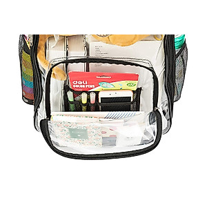 NiceAndGreat Rolling Clear Backpack Heavy Duty Bookbag Quality See Through Workbag Travel Daypack Transparent School Book Bags with Wheels Black