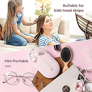 Boar Bristle Hair Brush and Comb Set for Women Men Kids, Best Natural Wooden Paddle Hairbrush and Small Travel Styling Brush for Wet or Dry Hair Detangling Smoothing Massaging