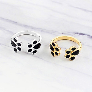 SEniutarm Engagement Love Rings Wedding Bands Fashion Cute Women Pet Cat Dog Puppy Paw Print Opening Finger Ring Jewelry Gift for Women/Girl Finger Rings DIY Jewelry Gifts - Silver