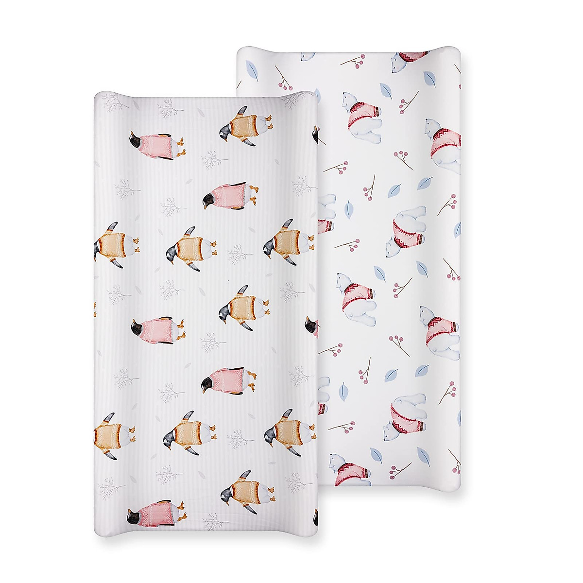 SnoozyNest Changing Pad Cover Set, 2 Pack Diaper Changing Table Cover Sheets Ultra Stretchy Snug Fitted Sheets for Baby Boys Girls (Polar)