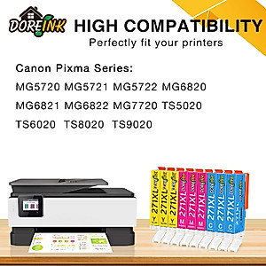 DOREINK 271 Compatible Ink Cartridge Replacement for Canon 271 271XL CLI-271XL to use with TS6020 TS9020 MG7720 TS5020 TS8020 MG6820 MG6821 MG5720 MG5722 Printer (3 Cyan, 3 Magenta, 3 Yellow) 9 Pack