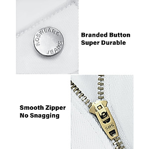 roswear Women’s Casual Summer Ripped High Waisted Denim Shorts Stretch Distressed Frayed Raw Hem Jean Shorts White Large