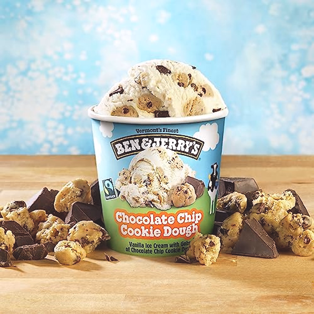 Ben & Jerry's Chocolate Chip Cookie Dough Vanilla Ice Cream Pint Non-GMO 16 oz