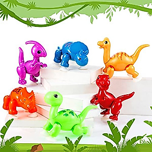 Hungdao 6 Pcs Flexible Cartoon Dinosaurs Toys Dinosaur Stretchy Toys Twistable Rotatable Educational Toys Stocking Stuffers for Boys Girls Gifts