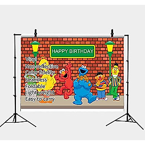 MC 5x3ft Sesame Street Brick Wall Photography Backdrops Birthday Party Decoration Photo Booth Background Baby Shower Studio Props Vinyl