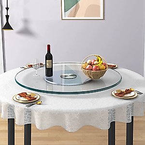 BPILOT Heat Tolerant Tempered Glass Lazy Susan Turntable，Transparent Rotating Dining Table Top For Organizer-Platter, Turntable, Serving (Color : Clear, Size : 60cm)