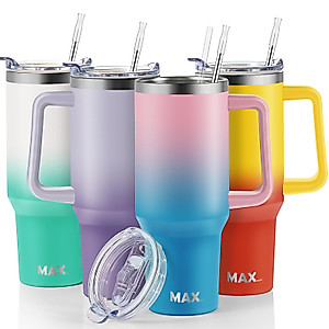 MaxBase 40 Oz Tumbler with Handle and Straw Lid, Insulated Reusable Stainless Steel Travel Mug Keeps Drinks Cold up to 34 Hours, 100% Leakproof Bottle (Bubble)