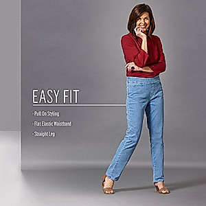 Chic Classic Collection Women's Easy-Fit Elastic-Waist Pant, Black Denim, 10 Petite