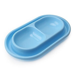 FUUIE Bowls for Food and Water Anti-ant Pet Double Bowl, Cat and Dog Feeder, Plastic Pet Feeding Bowl, Water Bowl (Color : Blue)