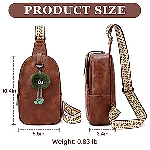 Love Deliver Crossbody Bags for Women Daypack Sling Bag Leather Chest Bag for Traveling Send a Pendant(Light Brown)