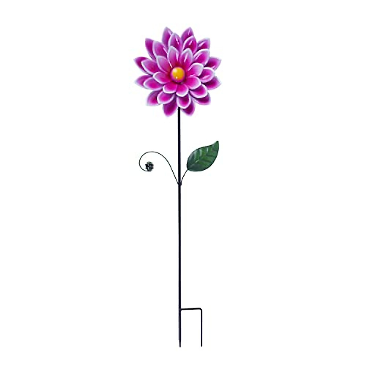 Metal Flower Garden Stake Decor,37" Flower Garden Stake for Outdoor Home Garden Backyard Lawn Pathway Patio Flower Stick Decor,Pink