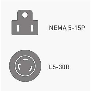 S7 l5-30r to 5-15p, 20 Inch Power Cord Plug Adapter 15Amp 5-15P Male to 30Amp L5-30R Female with Twist Lock