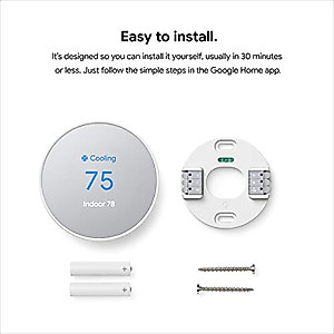 Google Nest Thermostat - Smart Thermostat for Home - Programmable Wifi Thermostat - Fog