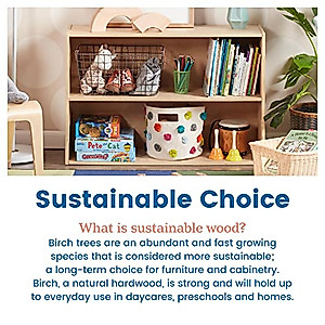 ECR4Kids Streamline 2-Shelf Storage Cabinet, 24in, Kid's Bookshelf, Natural