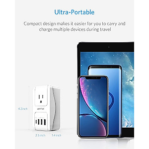 BESTEK International Travel Adapter, 3000W Converter Travel Adapter for Hair Dryer, Curling Iron USB Travel Wall Charger with Worldwide Wall Plugs for US, UK, AU, EU and Asia (PD30W,1004, White)