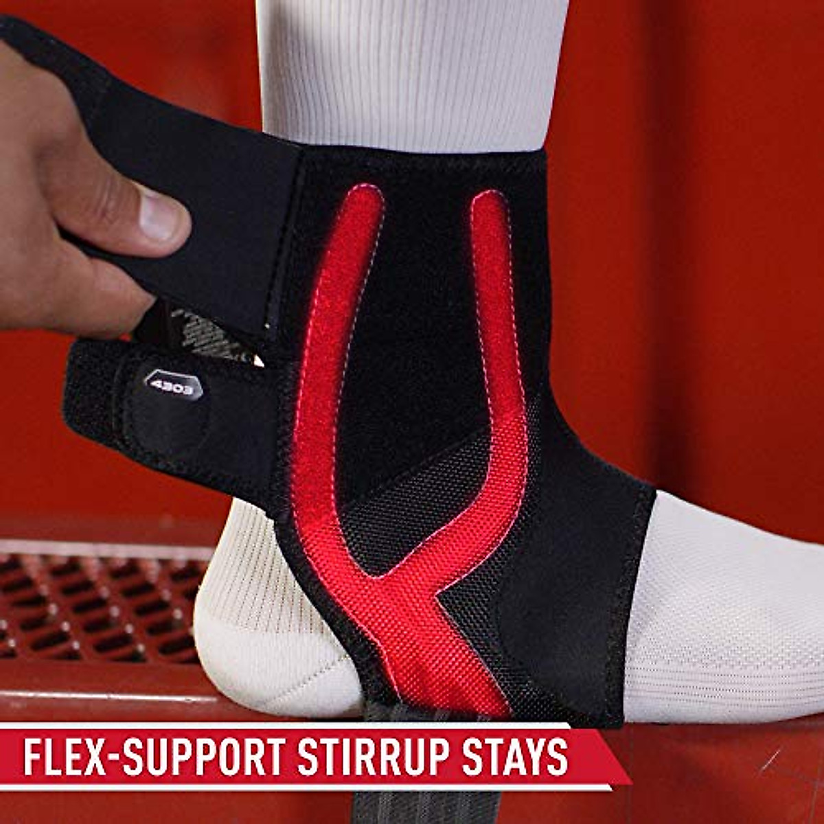 McDavid Phantom Lace-Free Ankle Brace, Lightweight Design, Advanced Strapping & Flex-Support Stirrup Stays For Cleats, Men and Women