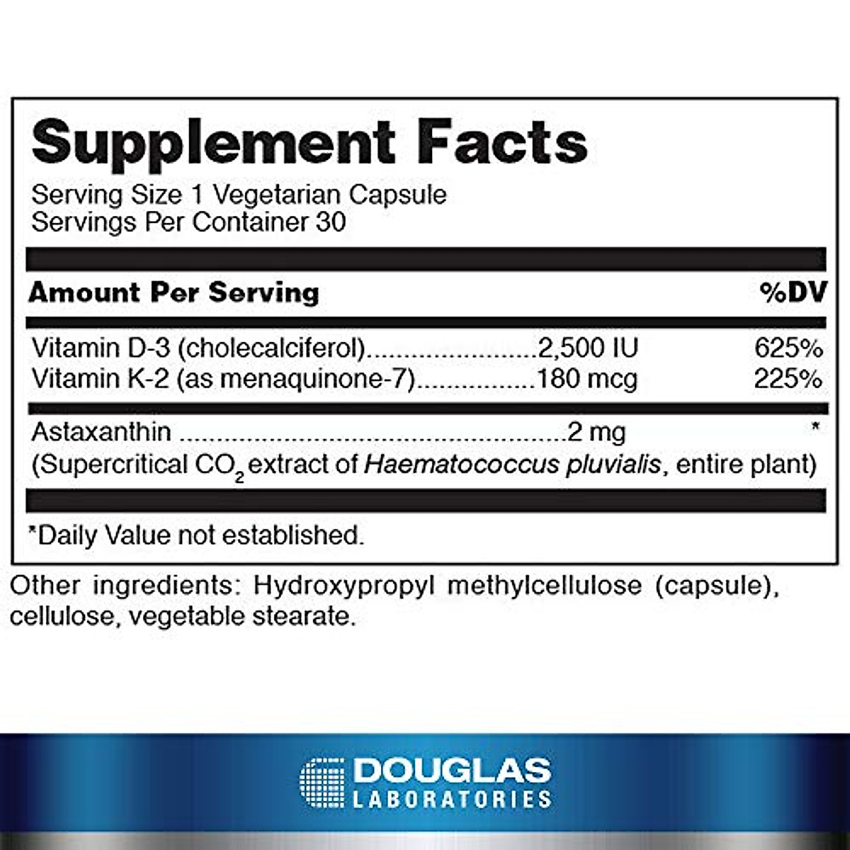 Douglas Laboratories K2-D3 with Astaxanthin | Antioxidant Support for Bones, Immune Function, and Vascular Health* | 30 Capsules