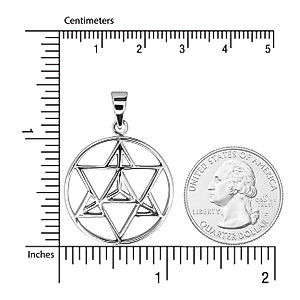 WithLoveSilver 925 Sterling Silver Celtic Merkabah Merkaba Geometry Star Metatron Tetrahedron Pendant