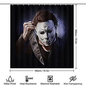Woodyotime Michael Horror Myers Shower Curtain Sets 4 Piece Bathroom Set Shower Curtain Non-Slip Rugs Toilet Lid Cover Bath Mat Bathroom Decor