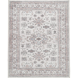Yanlaza Boho Area Rugs 8x10,Washable Soft Large Area Rug Bedroom Under King Bed,Non Slip Farmhouse Rugs with Rubber Backing,Oriental Carpet for Living Room Bedroom Dining Room Office (Beige, 8'x10')