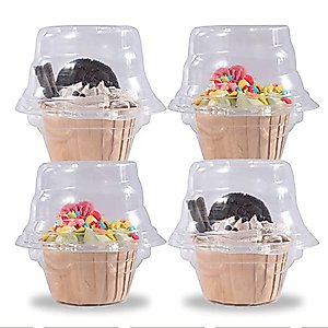 Cupcake Boxes, Individual Cupcake Containers, Disposable Cupcake Holders with Lid, Muffin Salad Dessert Hamburgers Fruit Cupcake Carriers 120 Pack.