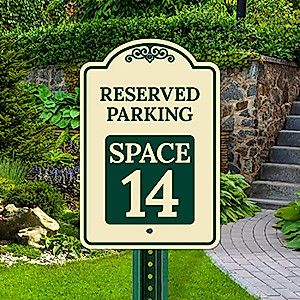 Reserved Parking Space 14 Décor Sign, Green Light, 12x18 Inches, ACM, Fade Resistant, Made in USA by Sigo Signs