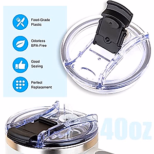 40oz Tumbler Lids compatible with Stanley Quencher Cup 40 oz tumbler with handle, Leak-Proof Clear Plastic Replacement Lids, Only compatible with Stanley Adventure Quencher Travel 40 Oz Tumbler