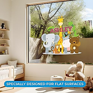 Personalized Name Jungle Animals Vinyl Wall Decor I Nursery Wall Decal for Baby Boy & Girl Decoration I Stickers for Kids I Multiple Options for Customization Wide 22" x 22" Height (Small)