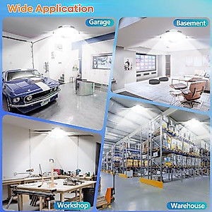 YIBEYYDS LED Garage Light - 210W 21000LM 6500K Ceiling Light with 7+1 Deformable Panels for Garage, Workshop, Basement (2)