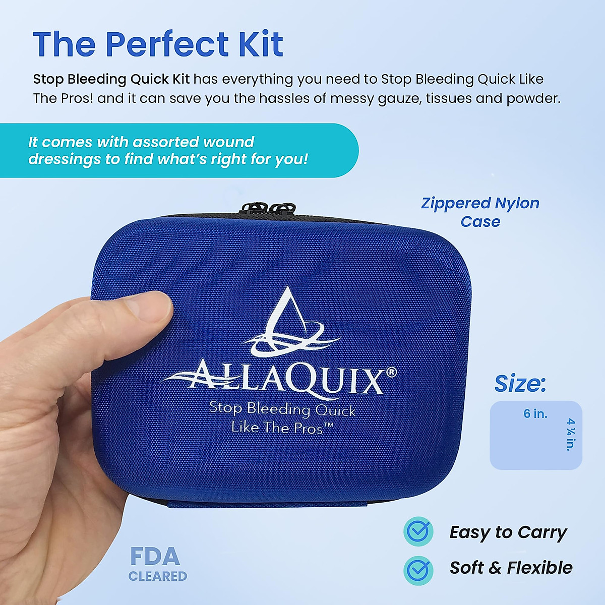 Stop Bleeding Quick Kit - First-aid with AllaQuix Stop Bleeding Gauze (Blood clotting Bandage) (Deluxe)…