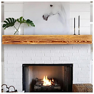 60 Inch Fireplace Mantel, Farmhouse Floating Fireplace Mantle, Wall Mounted Solid Rustic Wood Shelf, with Groove for Better Fireplace Decor and Frame Display (60" W x 8" D x 6" H)