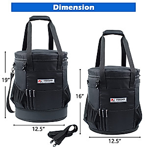 VIGERARI Baseball Bucket Bag-Baseball Coaches Bag-Expandable Softball Bucket Bag with Padded Seat-Coach Gifts-Baseball Bag for Training Equipment,Baseball Gear, Accessories-Baseball Bucket Organizer