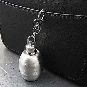 iSavage 1.5oz Hip Flask 18/8 Stainless Steel Drum Shaped Mini Design with Ring-YM145
