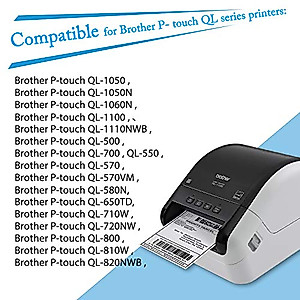 GREENCYCLE DK2210 Continuous Length White Paper Labels 1.1" x 100 ft (29 mm x 30.4 M) Compatible for Brother QL-1050 QL-1050N QL-1060N QL-1100 QL-1110NWB, 4 Rolls with Cartridge Frames