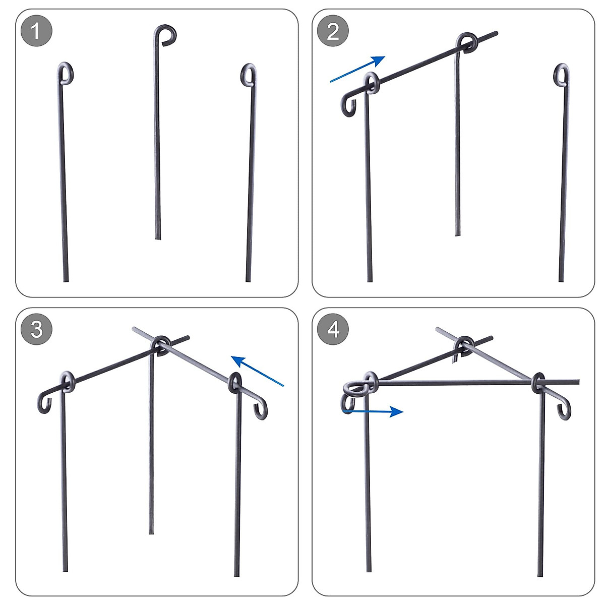 Camping Tripod Campfire Stand portable campfire,Over Fire Camp Grill with Carrying Bag for Outdoor Open Flame Cooking