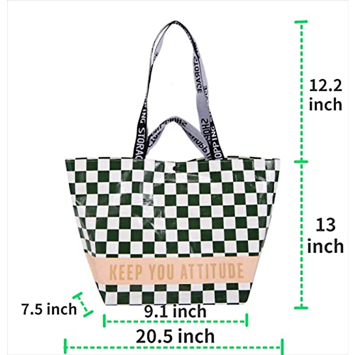 AMEIP Reusable Grocery Bags Foldable, 4 Pack Heavy Duty Large Shopping Cart Totes Portable Waterproof Bag Maximum 50 lbs with Reinforced Bottom & Handles for Cloth Toy Kitchen Picnic (Plaid)