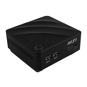 MSI Cubi N Mini PC: Intel Pentium Silver N6000, 4GB DDR4 (1x4GB) 2666MHz, 128GB SSD, WiFi 6, BT 5.2, Energy Efficient, Black, Windows 11 Pro: JSL-078US